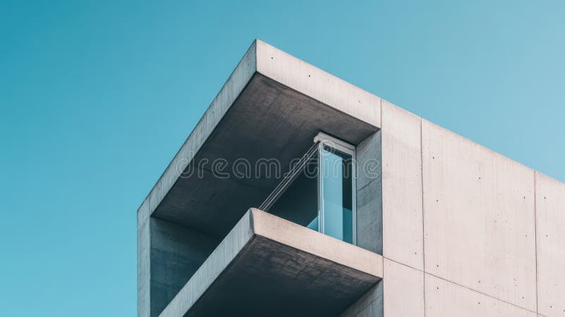 Minimalist Concrete Building with Sharp Angles and Open Spaces Against ...