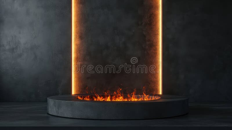 Minimalist Concrete Fire Pit with Glowing Backdrop in Modern Setting ...