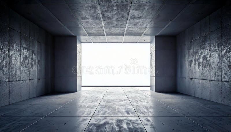 Minimalist Concrete Hallway with Strong Light Contrast Stock ...