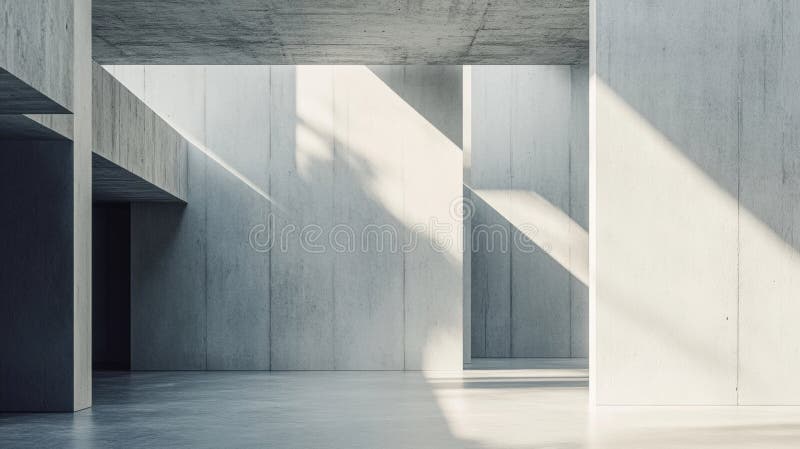 Minimalist Concrete Interior with Sharp Light Contrasts in a Modern ...