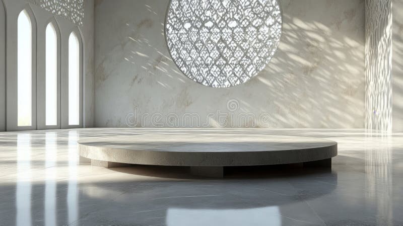 Minimalist Concrete Platform in Modern Islamic Architecture Stock ...