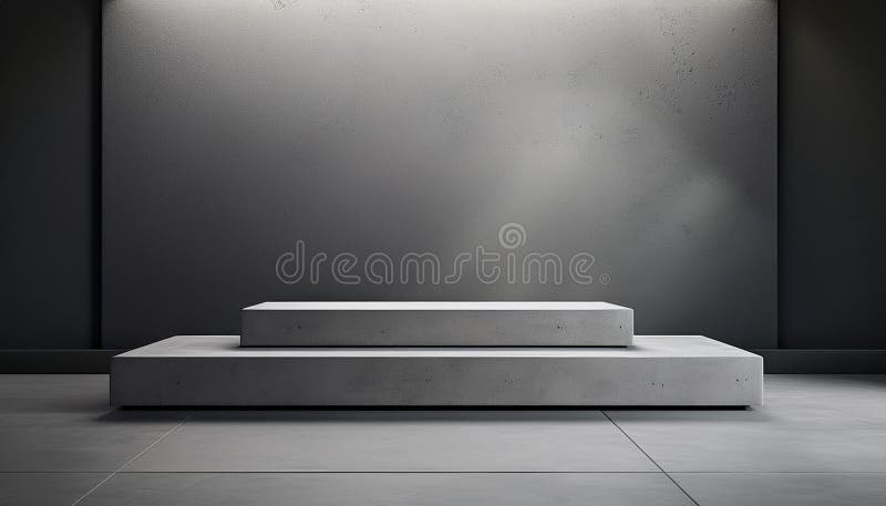 Minimalist Concrete Podium with Two Rectangular Platforms in a Modern ...