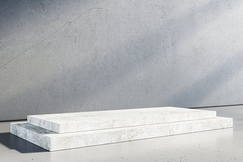 Minimalist Concrete Podium with Two Rectangular Platforms in a Modern ...