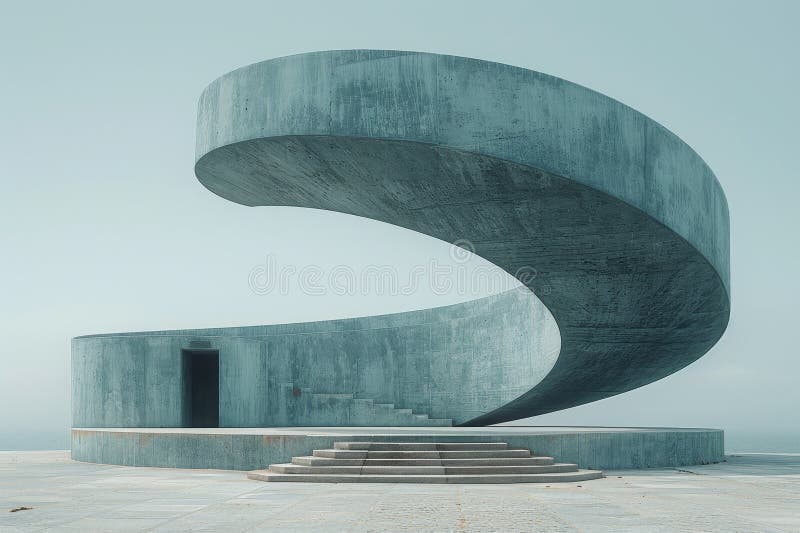 Abstract Concrete Spiral Ramp Architecture Design Stock Illustration ...