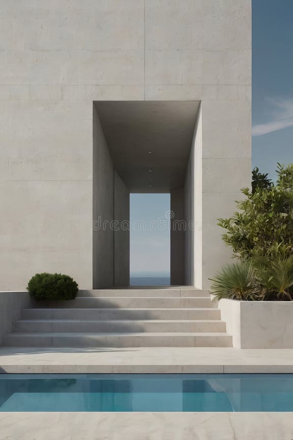 A Minimalist Concrete Structure with a Large Rectangular Opening that ...