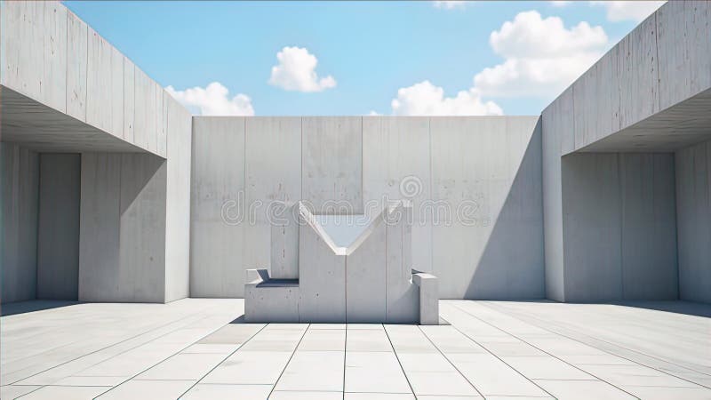 Minimalist Concrete Structures on Concrete Floor, Modern Architecture ...