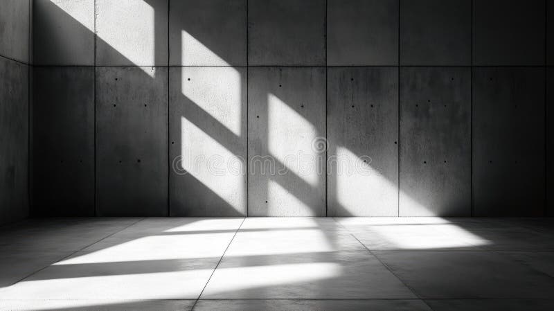 Minimalist Concrete Studio with Striking Shadows and Light Patterns ...