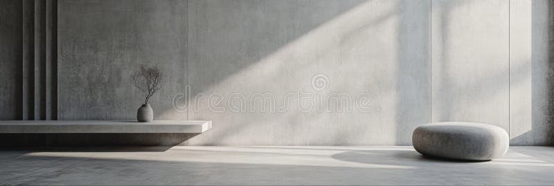 Minimalist Concrete Texture Interior with Natural Light, Simple Decor ...