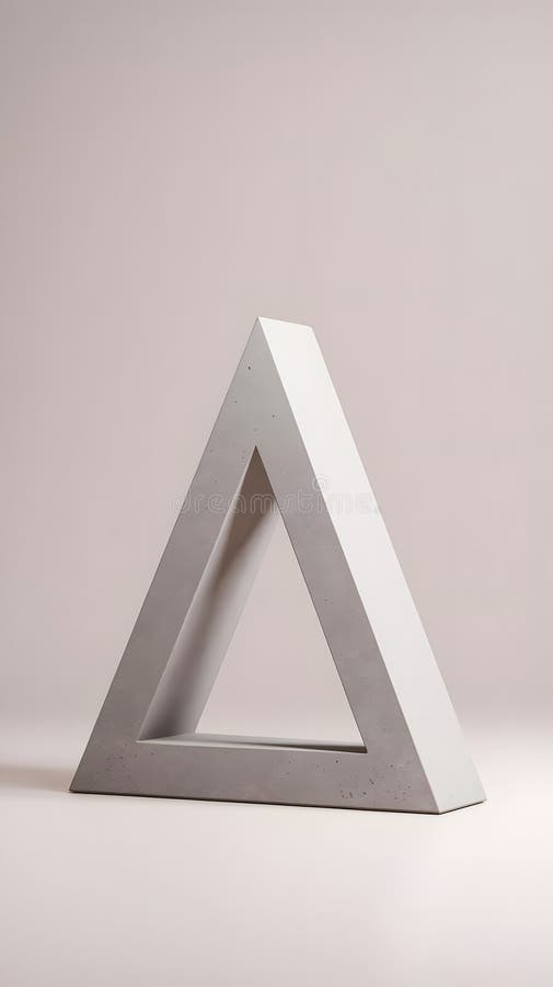 Minimalist Concrete Triangle Sculpture on a Neutral Background Stock ...