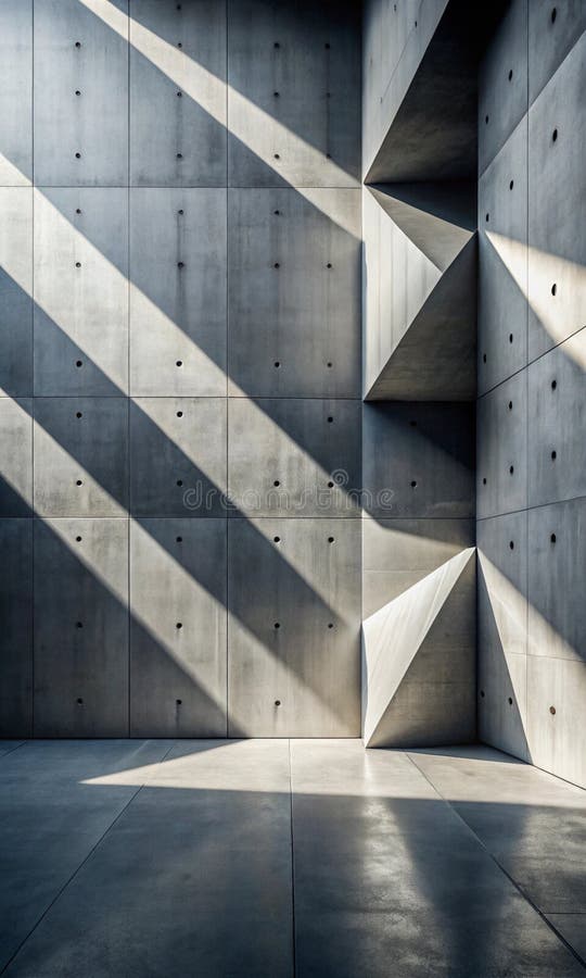 Minimalist Concrete Wall with Sharp Geometric Designs, Structural ...