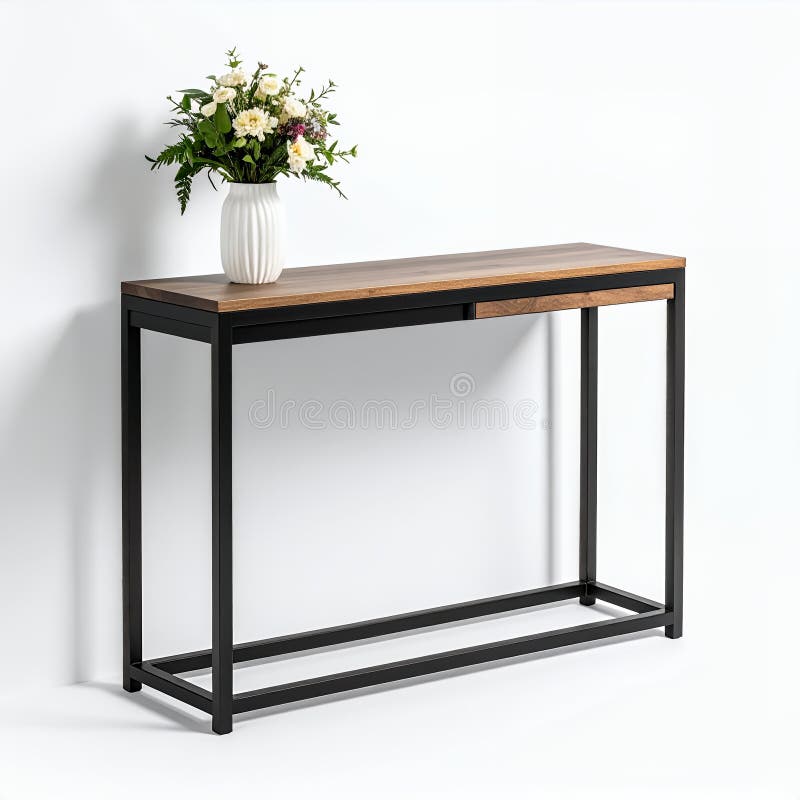 Minimalist Console Table with Floral Arrangement for Interior Design ...