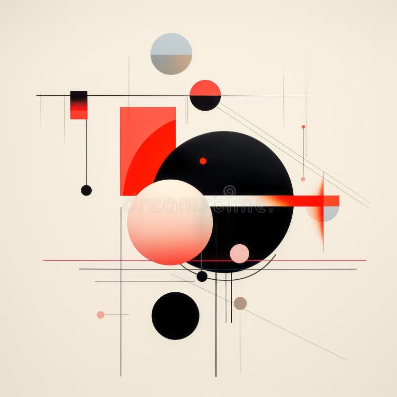 Minimalist Constructivism Art with Red, Black, and White Abstract ...