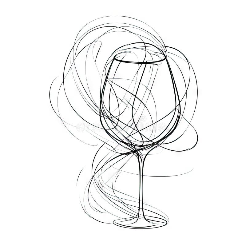 Minimalist Continuous Line Art Drawing of a Glass of Wine for Elegant ...