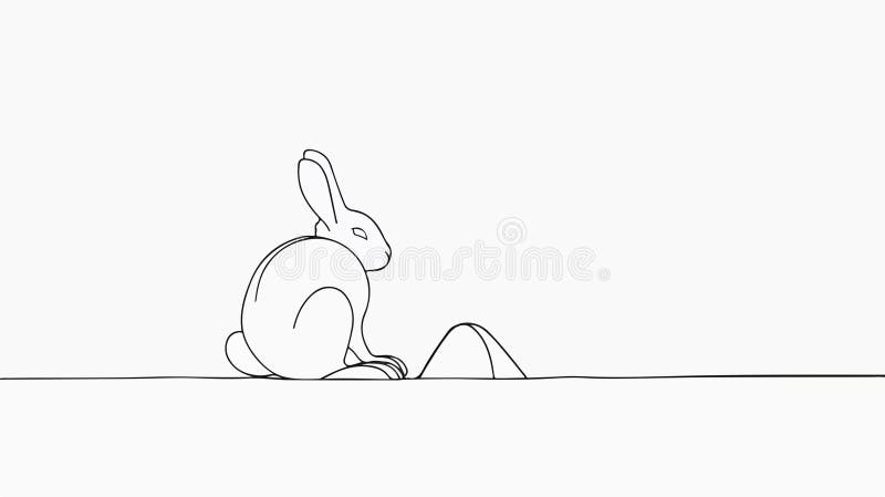 Minimalist Continuous Line Art Rabbit in Black Stock Illustration ...