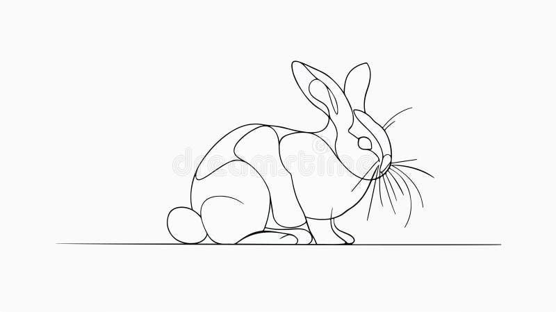 Minimalist Continuous Line Art Rabbit in Black Stock Illustration ...