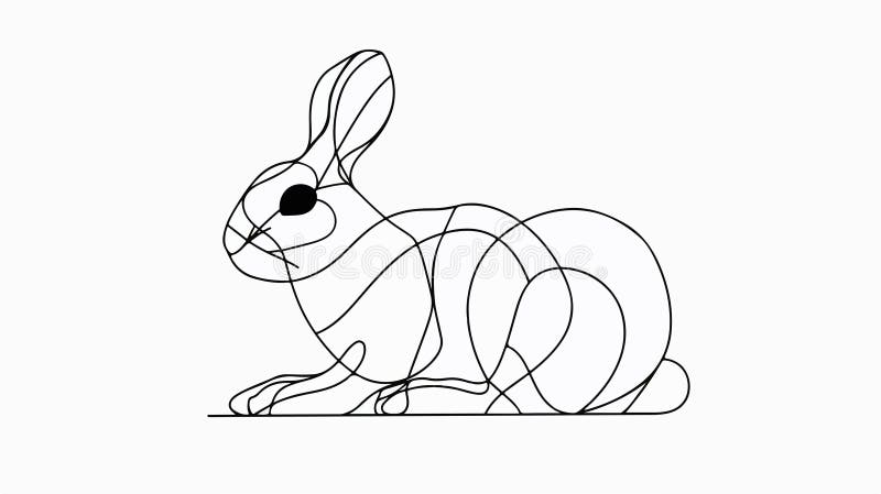 Minimalist Continuous Line Art Rabbit in Black Stock Illustration ...