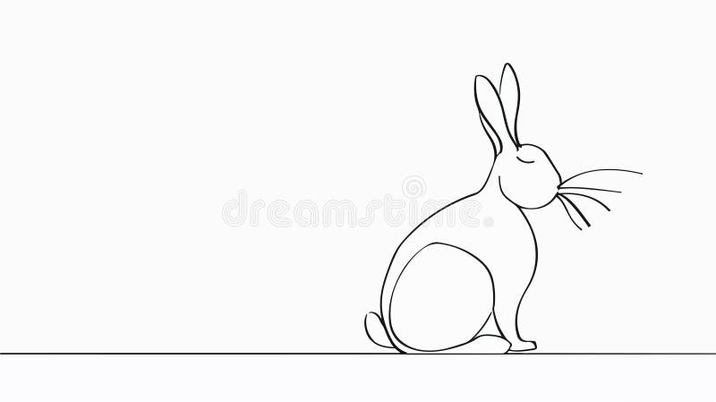 Minimalist Continuous Line Art Rabbit in Black Stock Vector ...