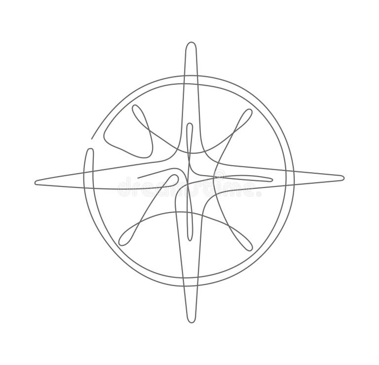 Minimalist Continuous Line Drawing of a Compass, Symbolizing Navigation ...