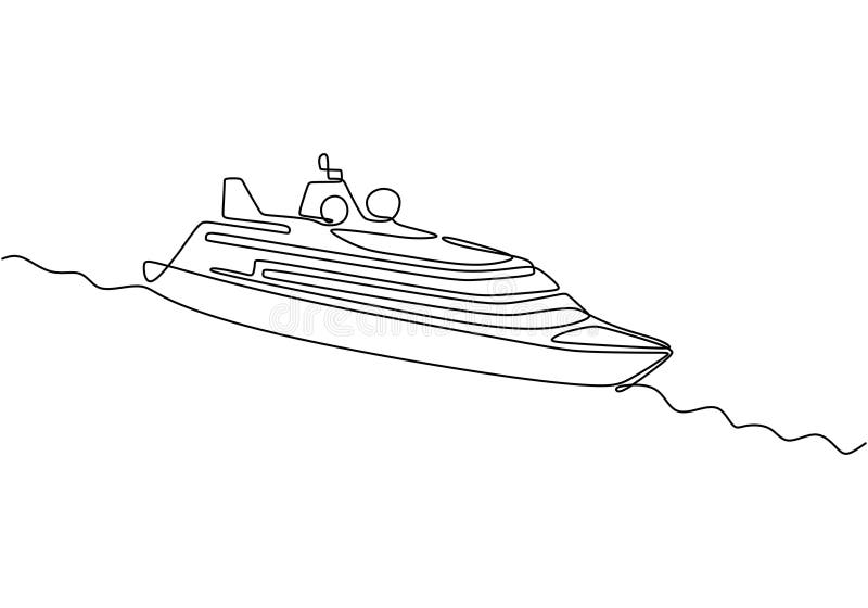 Minimalist Continuous Line Drawing of a Cruise Ship in Hand-Drawn Style ...