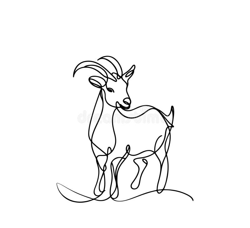 Continous Line Drawing of a Goat Illustration Vector Stock Illustration ...