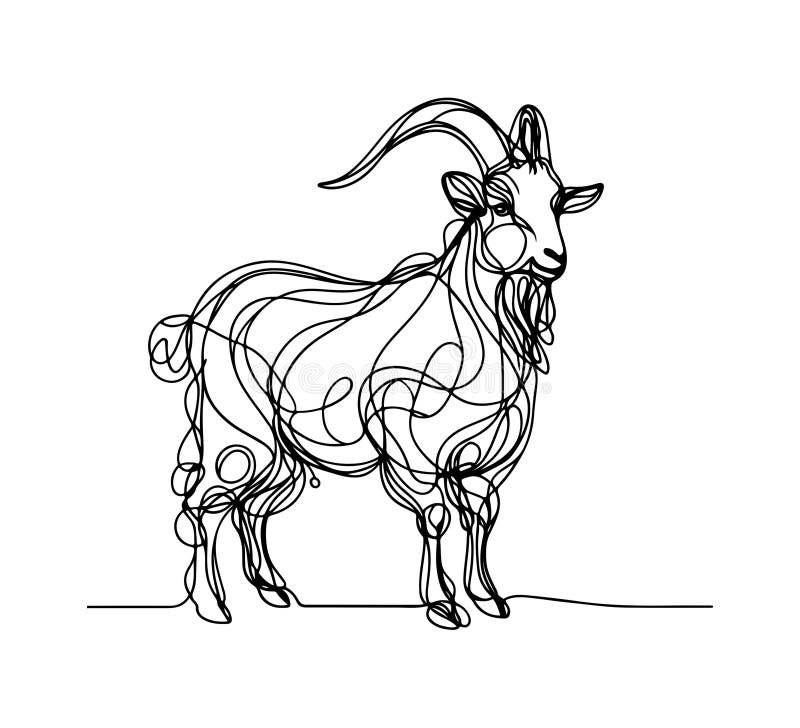 Continous Line Drawing of a Goat Illustration Vector Stock Illustration ...