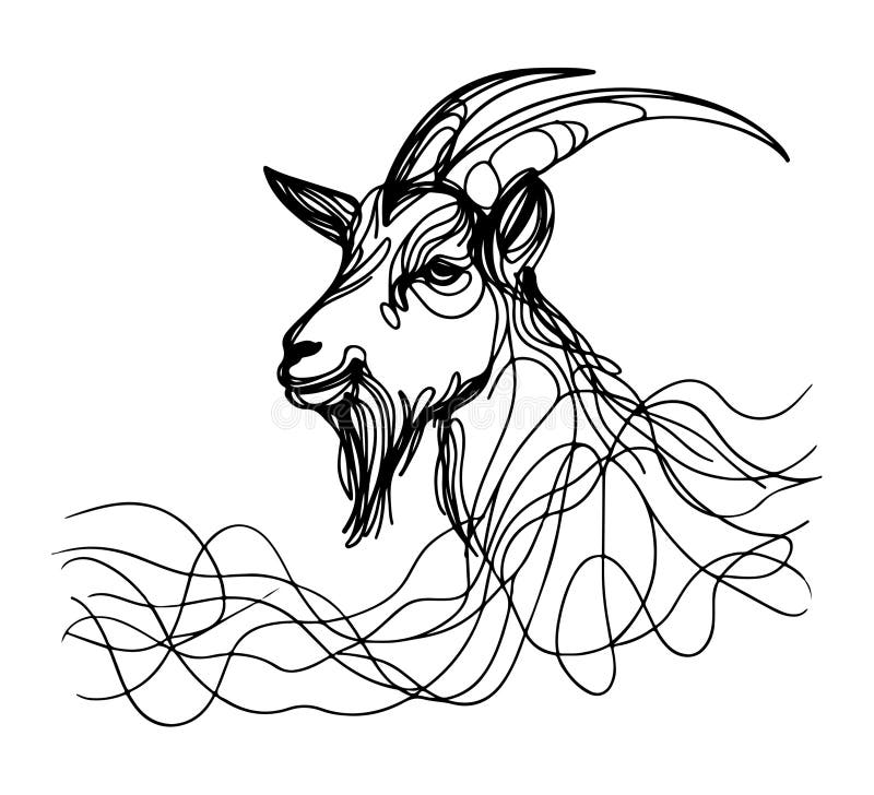 Continous Line Drawing of a Goat Illustration Vector Stock Illustration ...