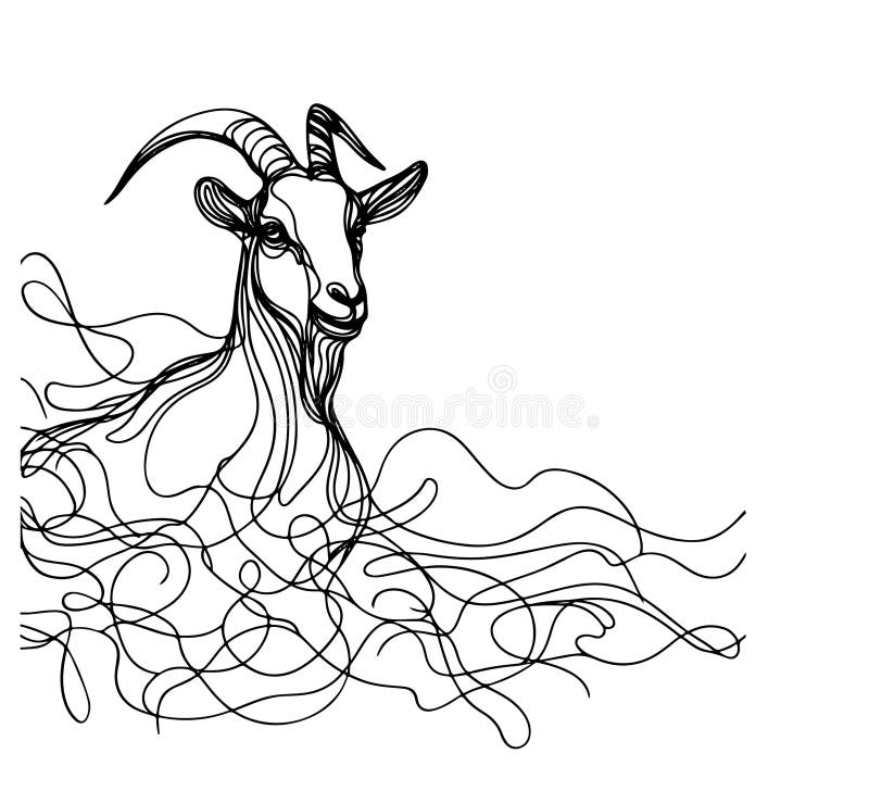 Continous Line Drawing of a Goat Illustration Vector Stock Vector ...