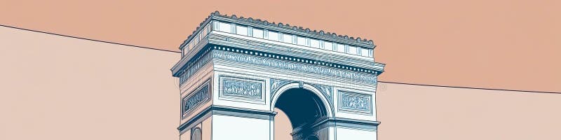Minimalist Continuous Line Drawing of the Iconic Arc De Triomphe on a ...