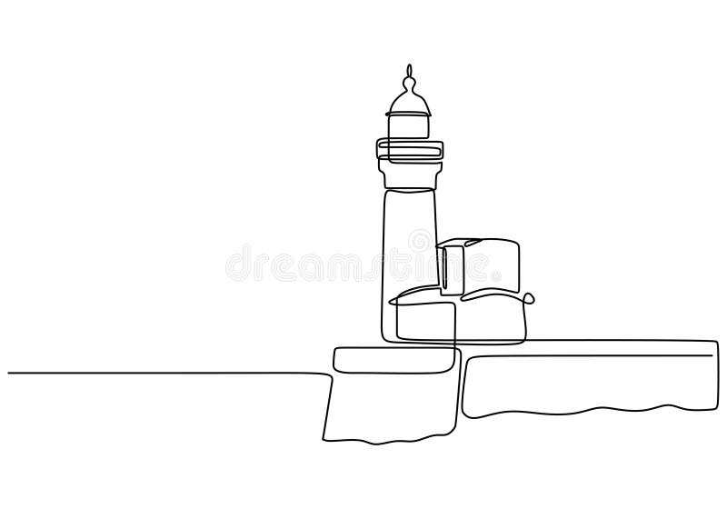 Minimalist Continuous Line Drawing of a Lighthouse in Hand-Drawn Style ...