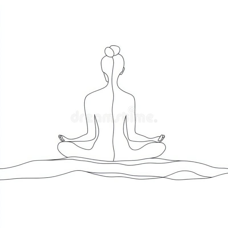 Minimalist Continuous Line Drawing of Meditation Pose on White ...