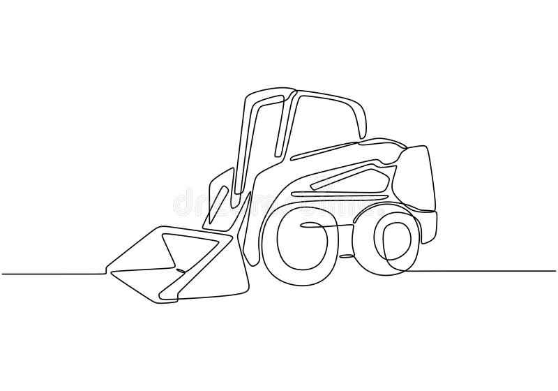 Minimalist Continuous Line Drawing of a Skid Steer Loader Construction ...