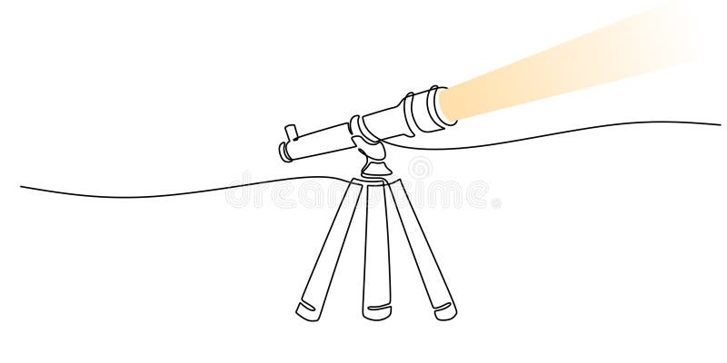 Minimalist Continuous Line Drawing of Telescope for Space Exploration ...