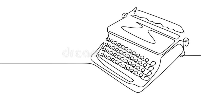 Minimalist Continuous Line Drawing of a Typewriter with Buttons ...