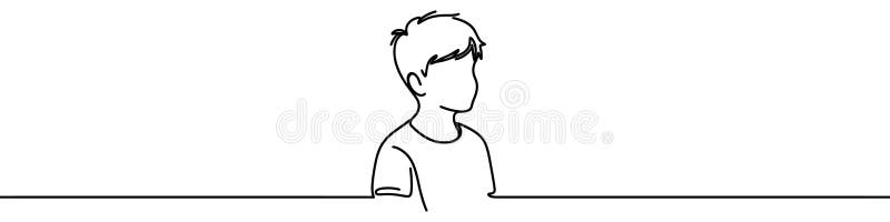 Minimalist Continuous One Line Drawing of Teenager Looking Right Side ...