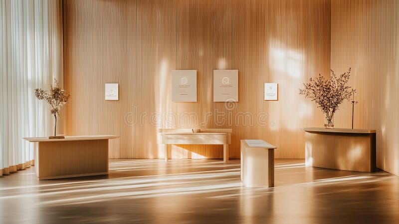 A Minimalist Corporate Event Setup Featuring Clean Signage and Neutral ...