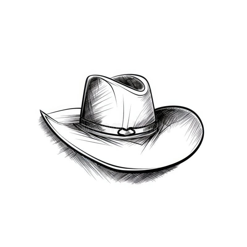Minimalist Cowboy Hat Line Drawing for Design Projects. Stock ...