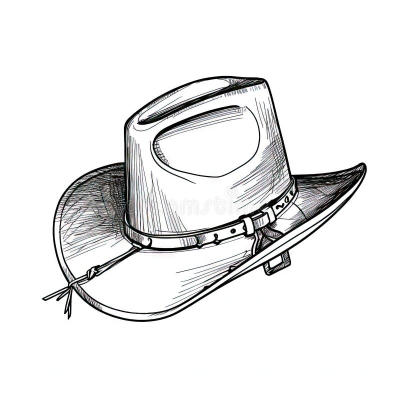 Minimalist Cowboy Hat Line Drawing for Design Projects. Stock ...