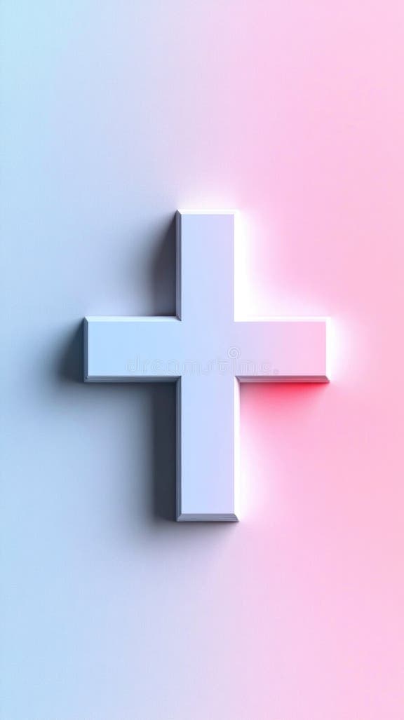 Minimalist Cross Design with Blue and Pink Gradient Lighting Stock ...
