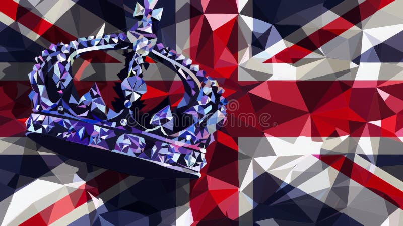 Minimalist Crown on Geometric Union Jack. Stock Photo - Image of epic ...