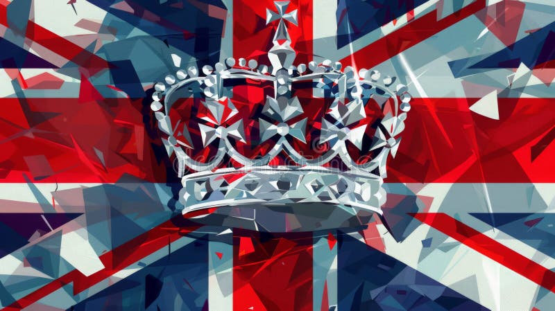 Minimalist Crown on Geometric Union Jack. Stock Photo - Image of ...