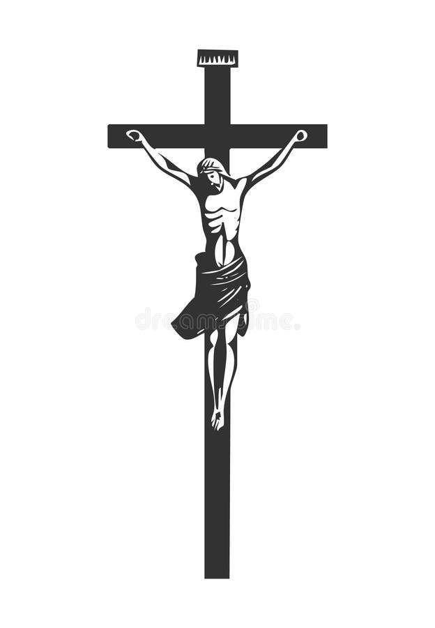 Minimalist Crucifix Icon Featuring Jesus on the Cross Stock ...