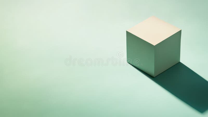 Minimalist Cube Casting Shadow on Colored Surface Stock Illustration ...