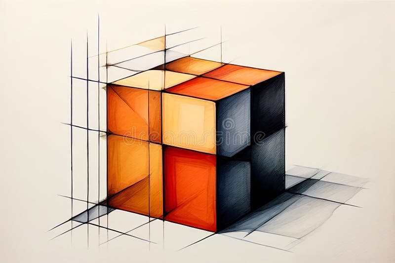 Minimalist Cubism Abstraction a Simplified Grid Based Depiction Stock ...