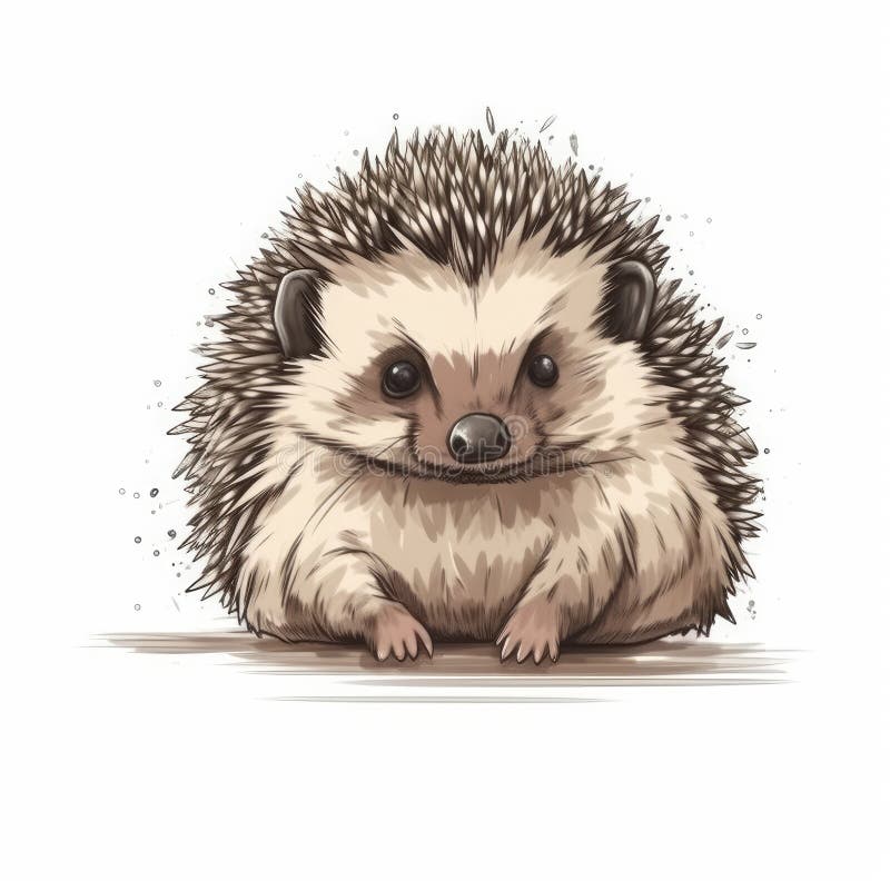 Minimalist Cute Hedgehog Drawing on White Background for Invitations ...