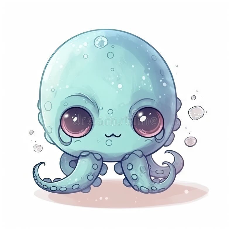 Minimalist Cute Octopus Drawing on White Background for Invitations and ...