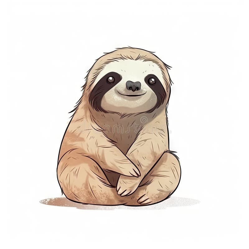 Minimalist Cute Sloth Drawing on White Background for Invitations and ...