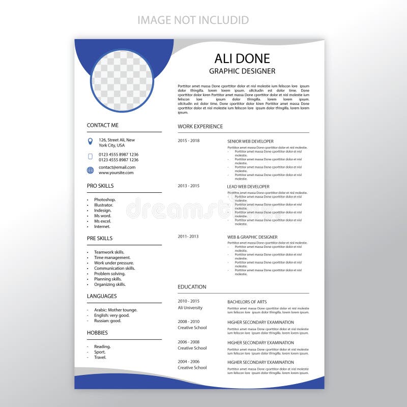 Minimalist Cv Template Editable , A4 Size Stock Vector - Illustration ...
