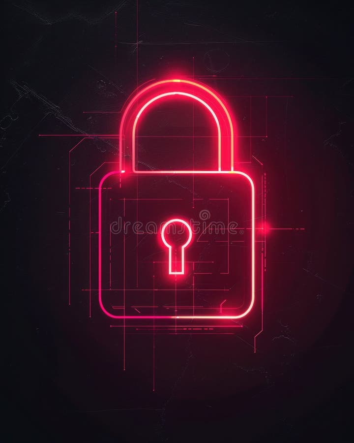 Minimalist Cyber Extortion: Screen Displaying Red Lock & Ransom Text ...