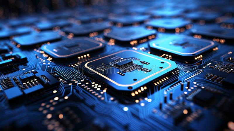 Minimalist Cybernetic Circuit Background with Futuristic Technology ...