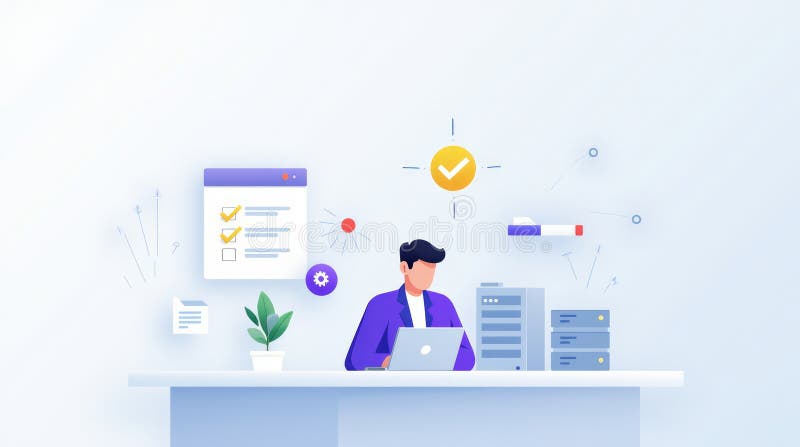 Minimalist Cybersecurity Professional in a Clean Modern Workspace Stock ...